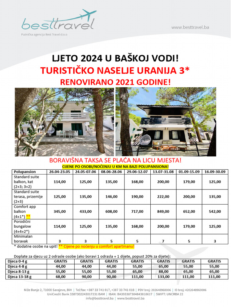 Turisticko Naselje Urania Baska Voda 2024 | PDF