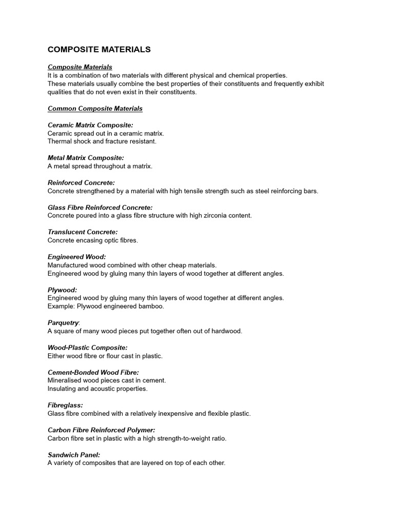 Composite Materials 1 | PDF | Composite Material | Concrete Composite Materials 1 | PDF | Composite Material | Concrete
