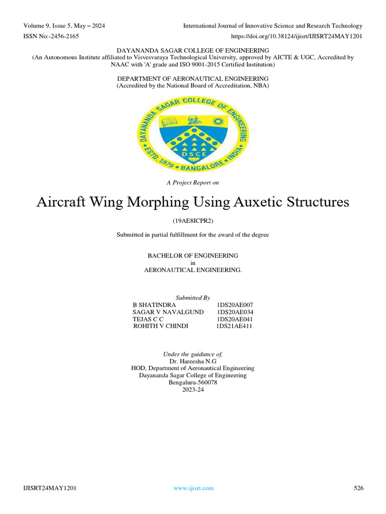 Aircraft Wing Morphing Using Auxetic Structures | Download Free PDF ...