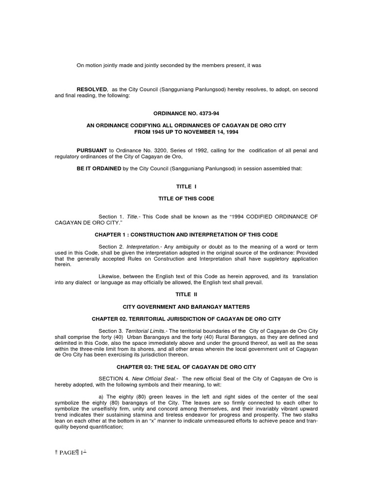 Cagayan de Oro City Ordinance Codification | PDF | Building | Zoning