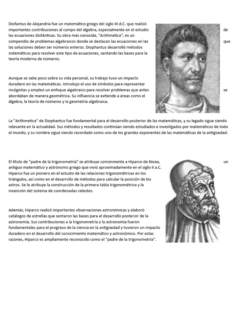 Diofantus de Alejandría Fue Un Matemático Griego Del Siglo III D | PDF ...
