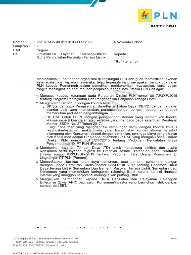 Surat Dir Retail No 65107.AGA.00.01 - 2022 - Optimalisasi Layanan Guna Peningkatan Penjualan ...