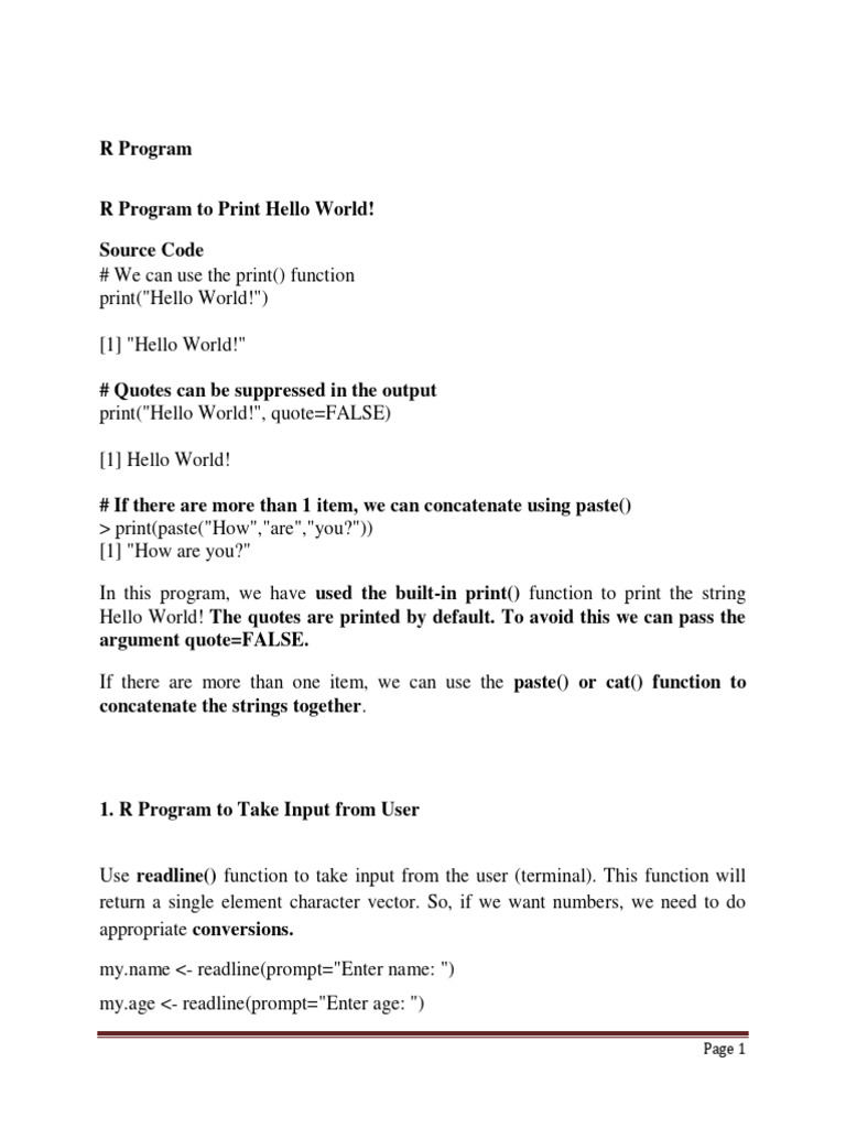 R Programming | PDF | Matrix (Mathematics) | Prime Number R Programming | PDF | Matrix (Mathematics) | Prime Number