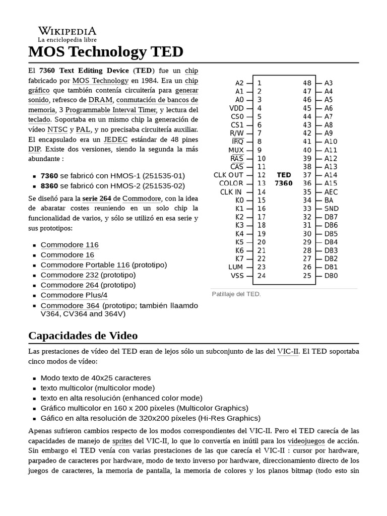 MOS TED: Chip Gráfico y Sonido 1984 | PDF | Ingeniería Informática ...