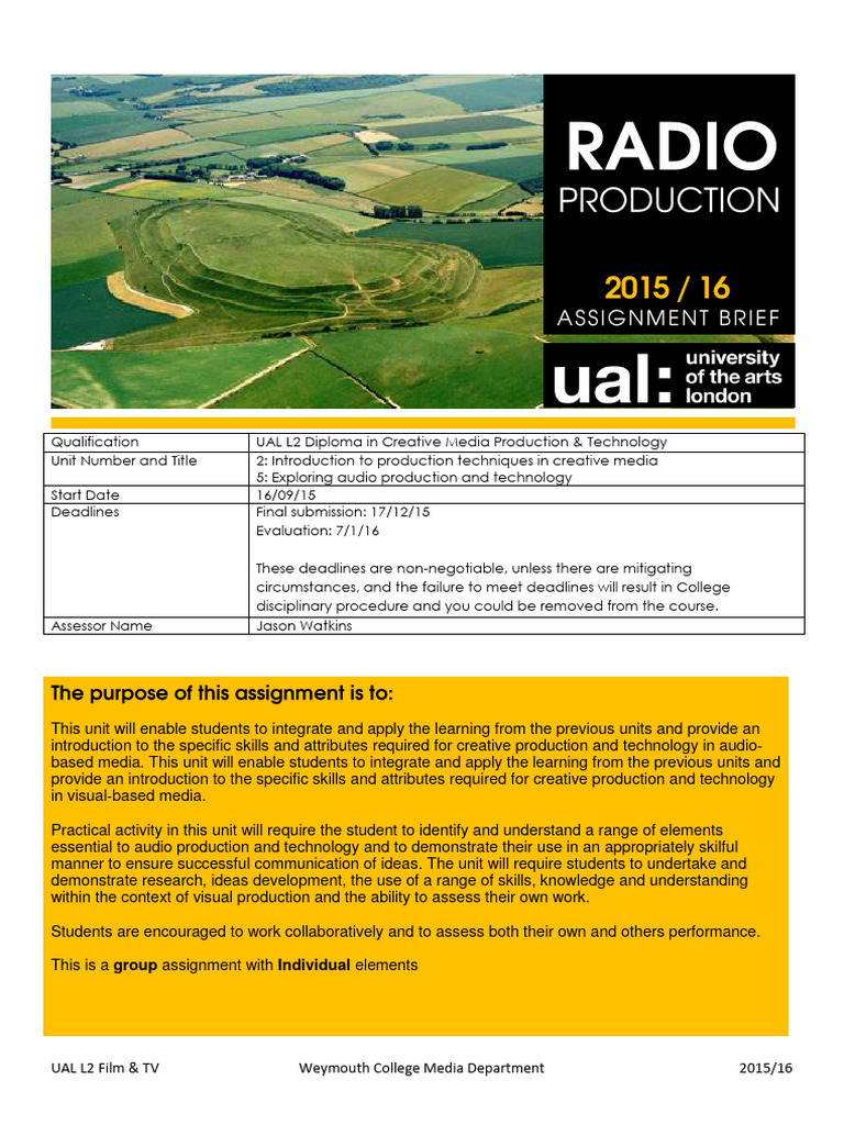 Radio Production Brief - 2015-2016 AY | PDF