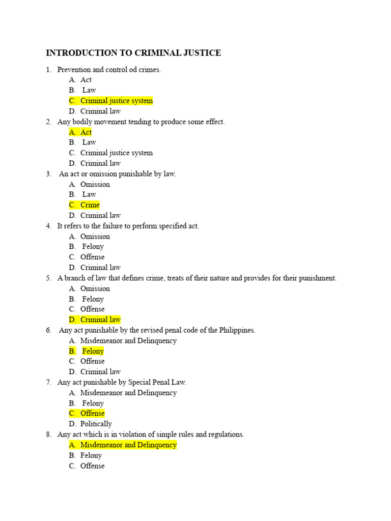 Introduction To Criminal Justin Question | PDF | Crimes | Crime & Violence