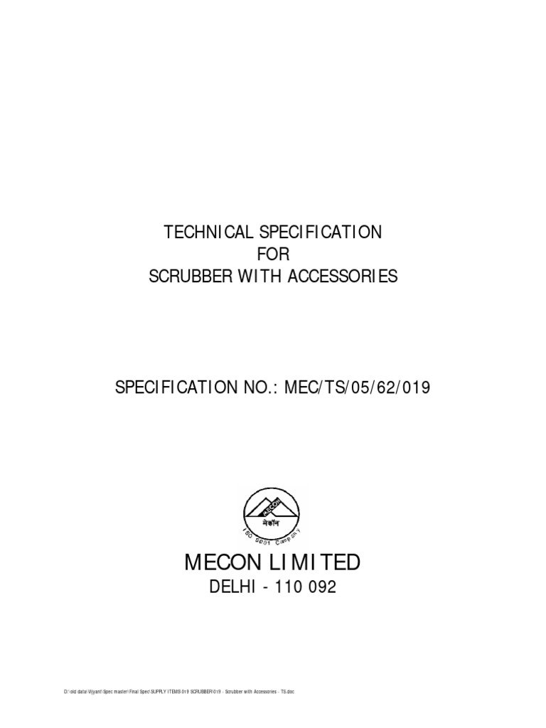 Scrubber Specs for Engineers | PDF | Specification (Technical Standard ...