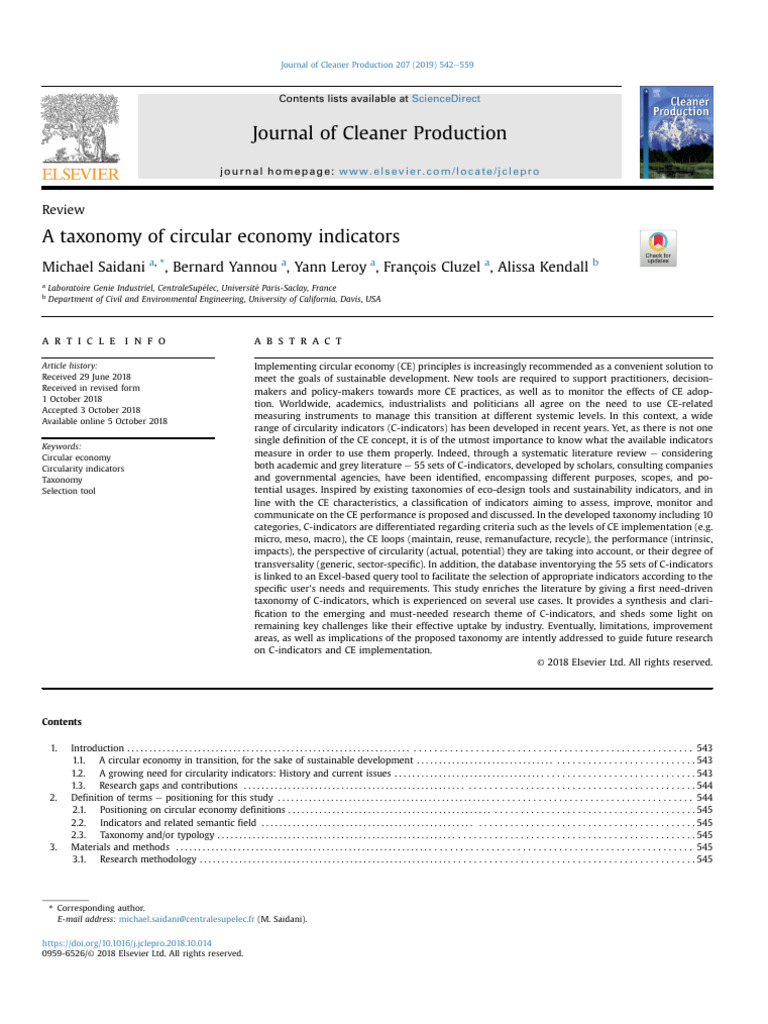 A Taxonomy of Circular Economy Indicators | PDF | Sustainability | Life ...