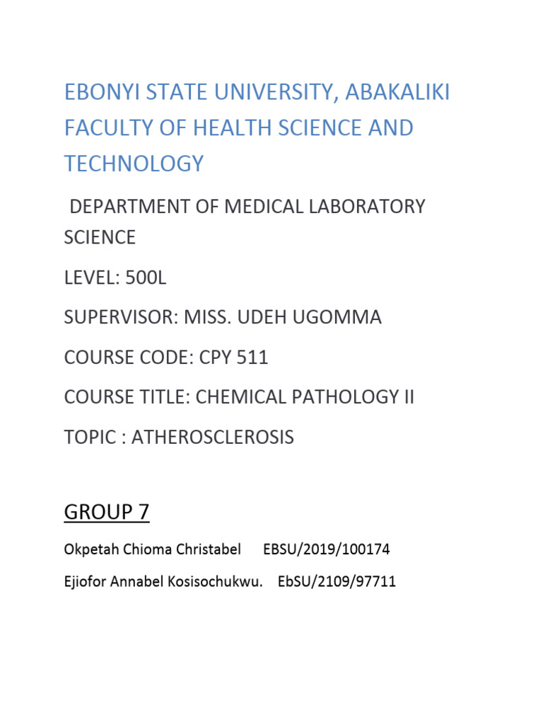 Cpy 511 - Chempath Ii Group 7 Presentation | PDF | Atherosclerosis ...