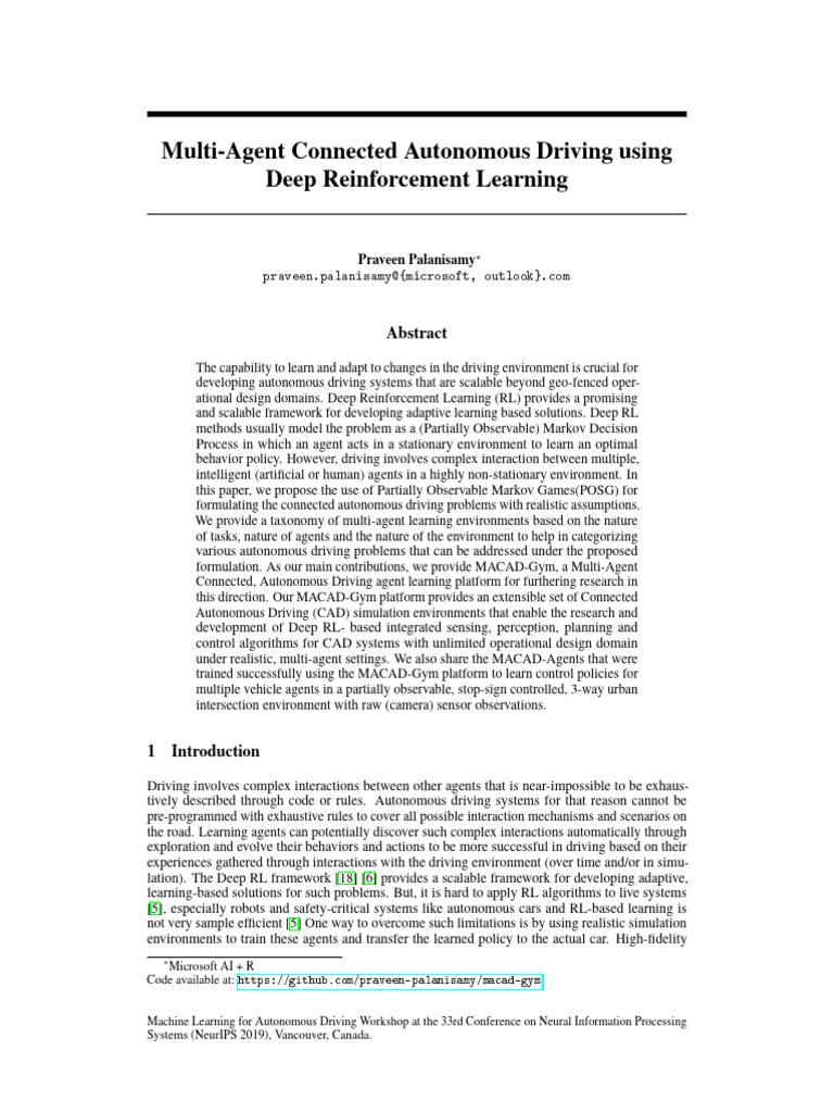 Multi-Agent Connected Autonomous Driving Using Deep Reinforcement ...