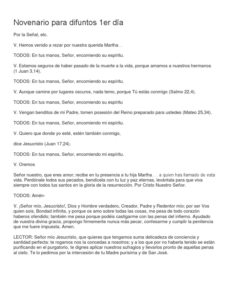 Novenario para Difuntos 1er Día | PDF | Purgatorio | La resurrección de ...