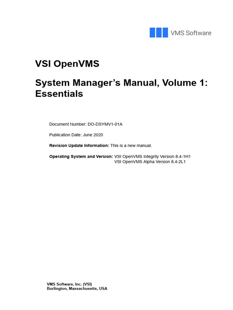 OpenVMS SystemManagerManual Essentials VOL I | Download Free PDF | Booting | Computer File
