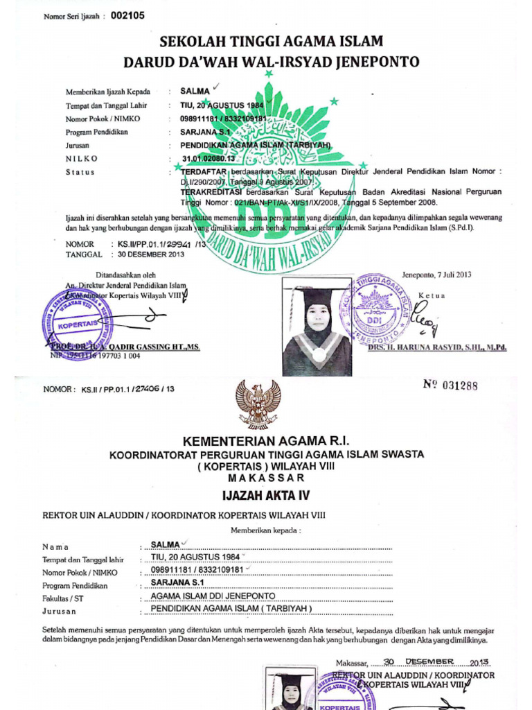 IJAZAH SALMA, S.PdI | PDF