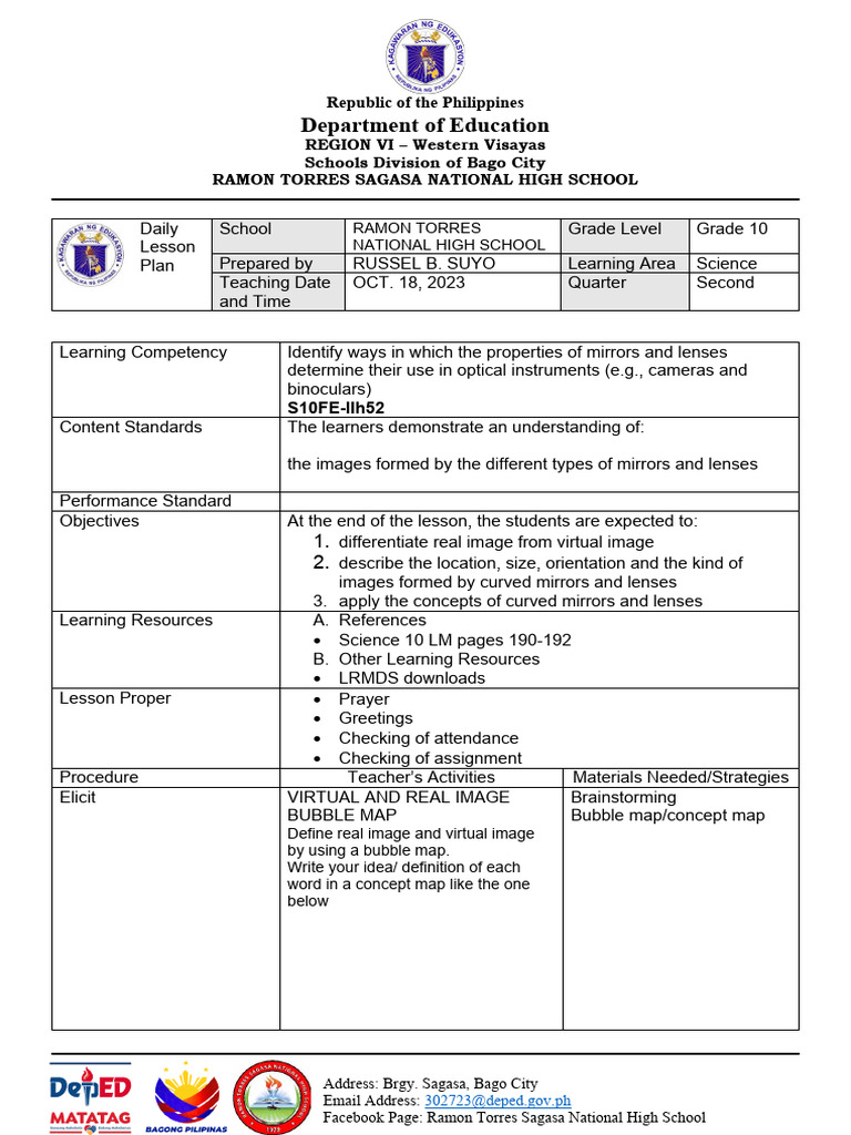 Cot Plan 2nd Suyo Pdf Mirror Optics