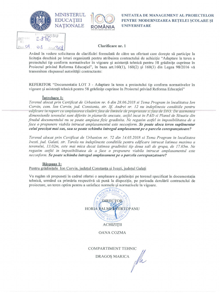 Raspuns Clarificare Nr. 1 | PDF