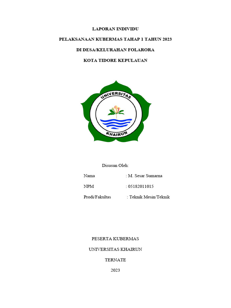 Laporan Individu M. Sesar Sumarna KUBERMAS TAHAP 1 2023-2024 | PDF