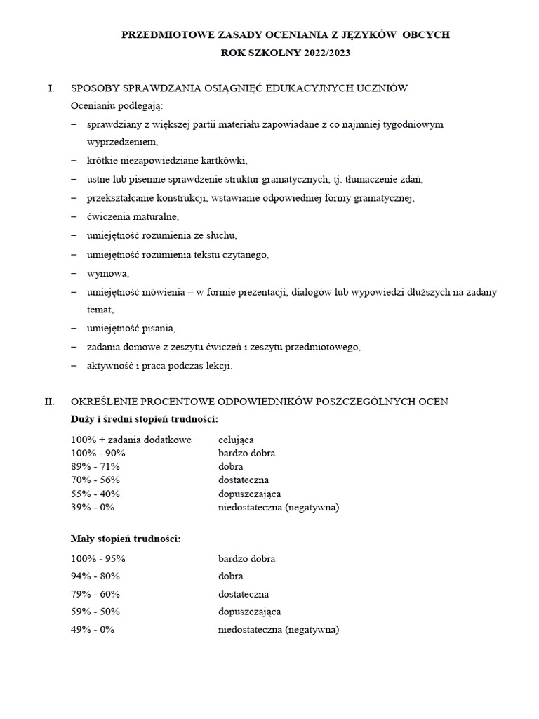 PZO Jezyki Obce 2022-2023 | PDF