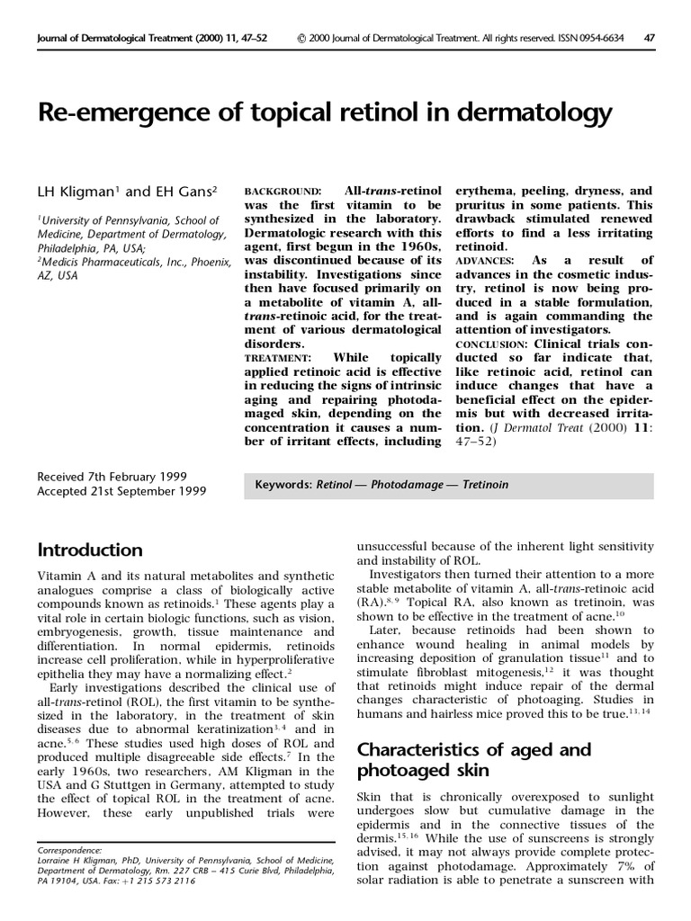 Topical Retinol's Comeback in Dermatology | PDF | Wound Healing ...
