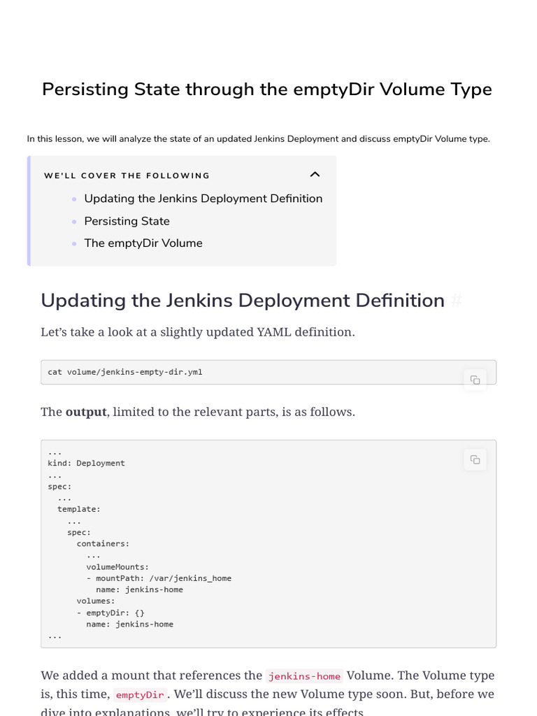72 Persisting State Through the EmptyDir Volume Type | PDF | Information Technology ...