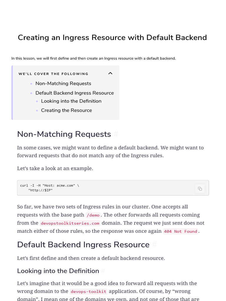 Ingress Resource with Default Backend | PDF | Computer Science | Computing