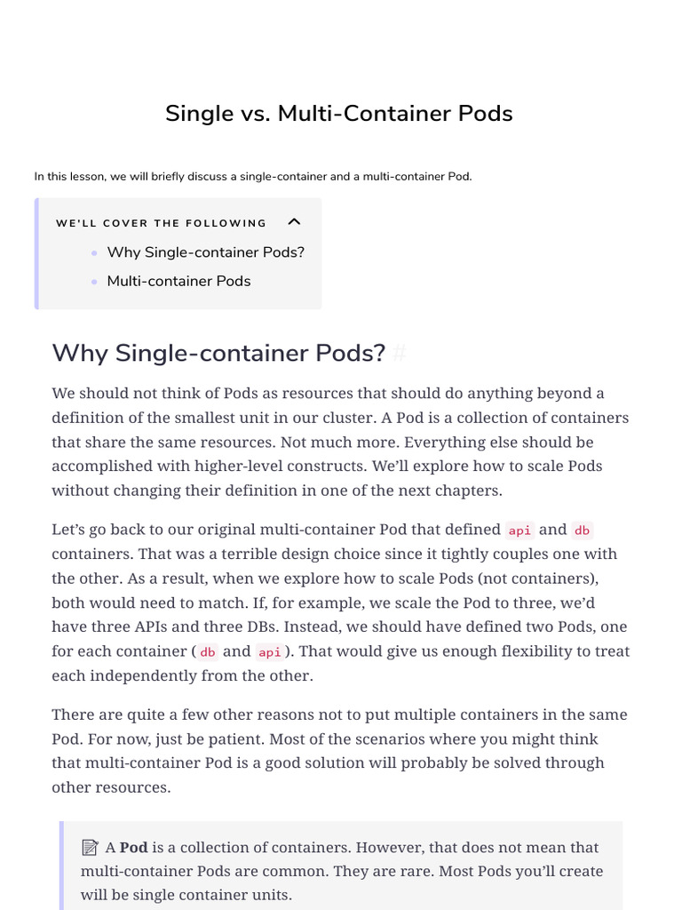 19 Single Vs Multi Container Pods | PDF | Art | Computers