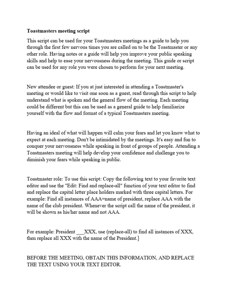 Toastmasters-meeting-script | PDF