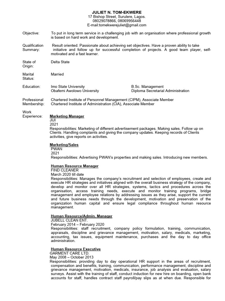 CURRICULUM VITAE UPDATED | PDF | Human Resource Management | Human ...