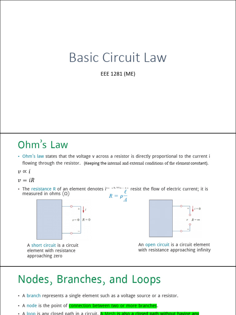 Basic Circuit Law | Download Free PDF | Series And Parallel Circuits ...