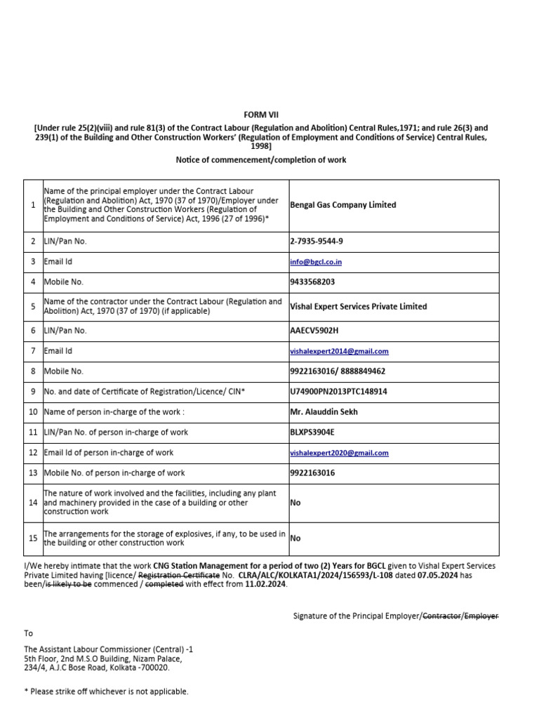 FORM-VII _ Format | PDF | Labor | Economies