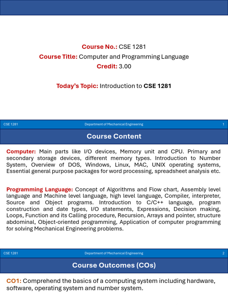 Cse 1281 - 1 | PDF | Computer Program | Programming Cse 1281 - 1 | PDF | Computer Program | Programming