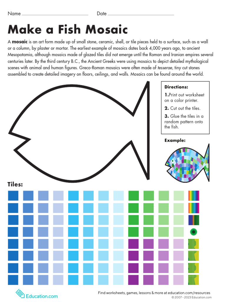Fish-Mosaic-Project For Kids | PDF