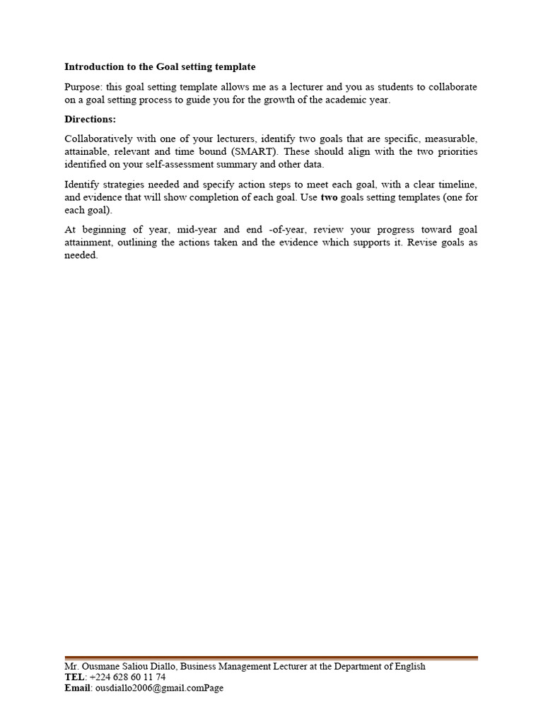 Goal Setting Template | PDF | Goal Setting | Goal