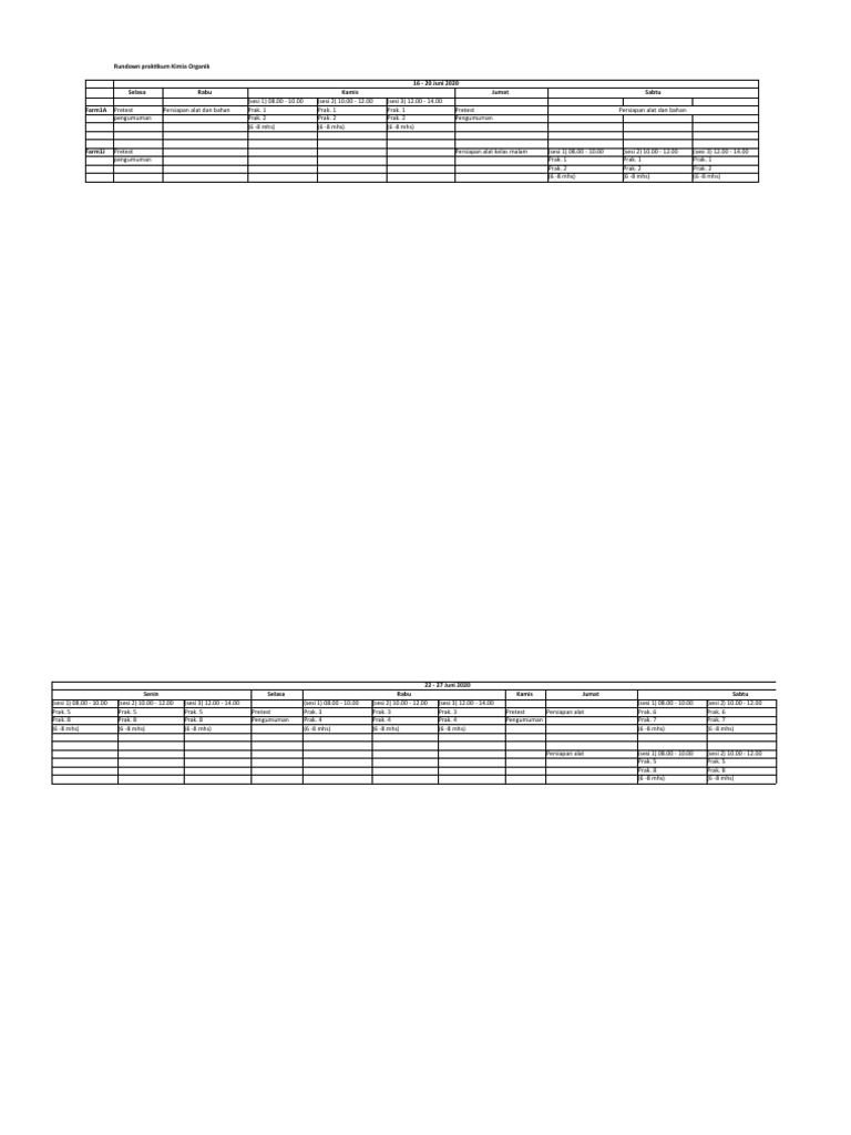 Jadwal Prak KimOr | PDF