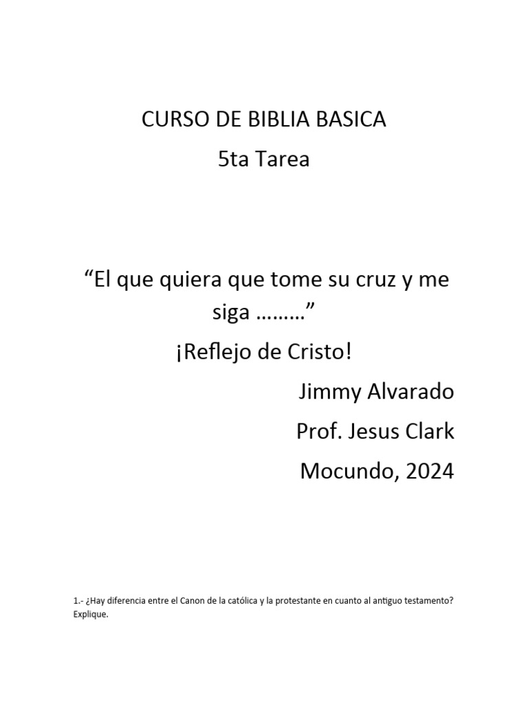 Curso de Biblia Basica5ta Tarea | PDF | Biblia | Literatura antigua
