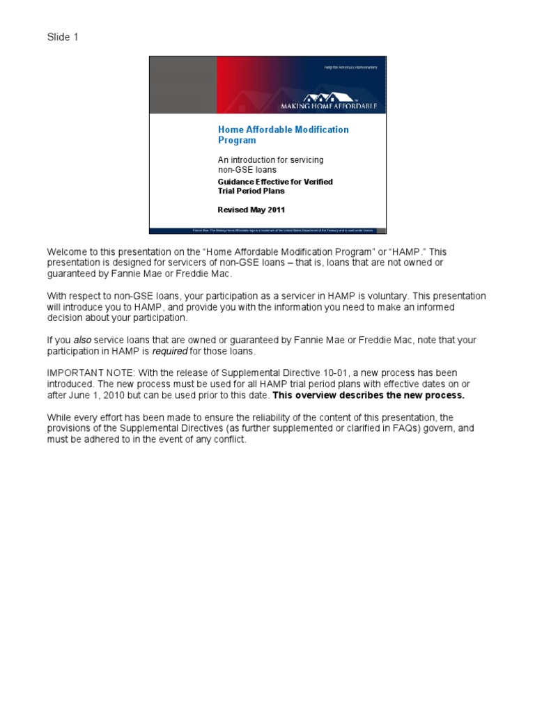 Slide 1: Home Affordable Modification Program | PDF | Home Affordable ...