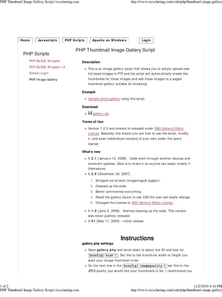 PHP Thumbnail Image Gallery.. | PDF | Php | Scripting Language PHP Thumbnail Image Gallery.. | PDF | Php | Scripting Language