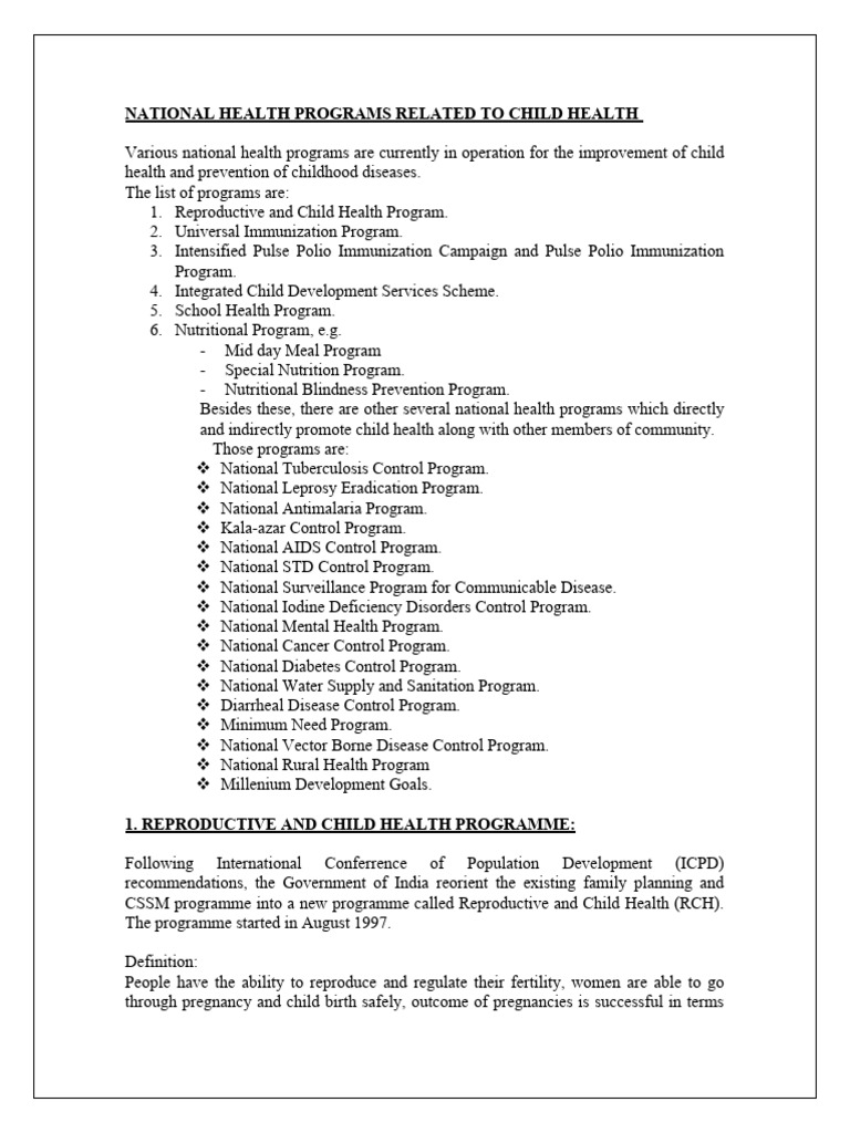 National Health Programs Related To Child Health | PDF | Hiv/Aids ...