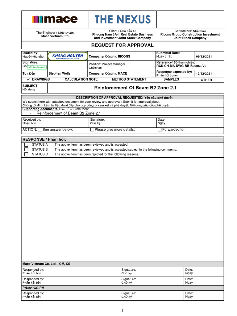 RCS CN MA DWG BB B00056.V0 - Reinforcement of Beam B2 Zone 2.1 | PDF