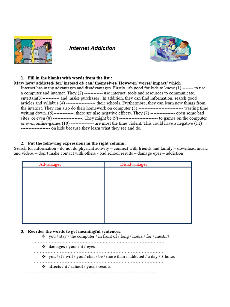 Internet Addiction Worksheet for Teens | PDF | Human Communication
