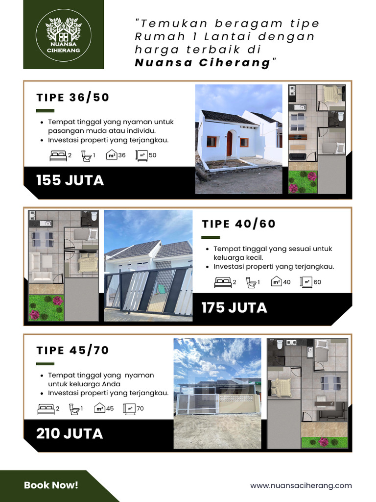 Price List Rumah 1 Lantai Terbaik Di Bandung - Nuansa Ciherang | PDF