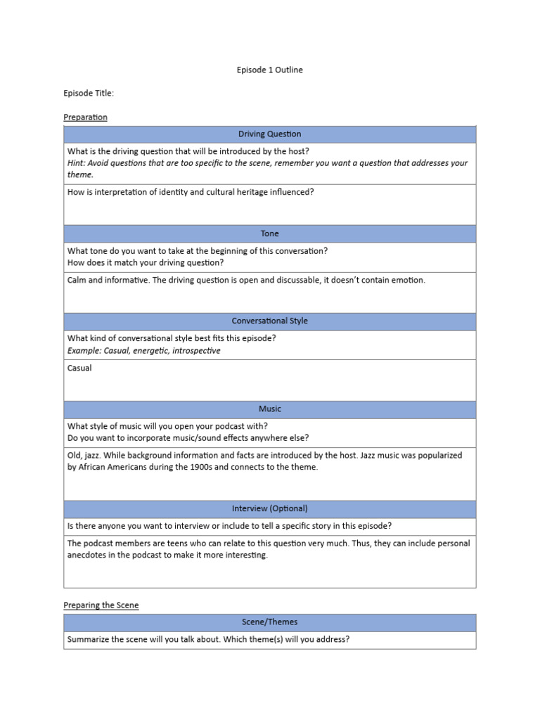 Episode 1 Outline | PDF