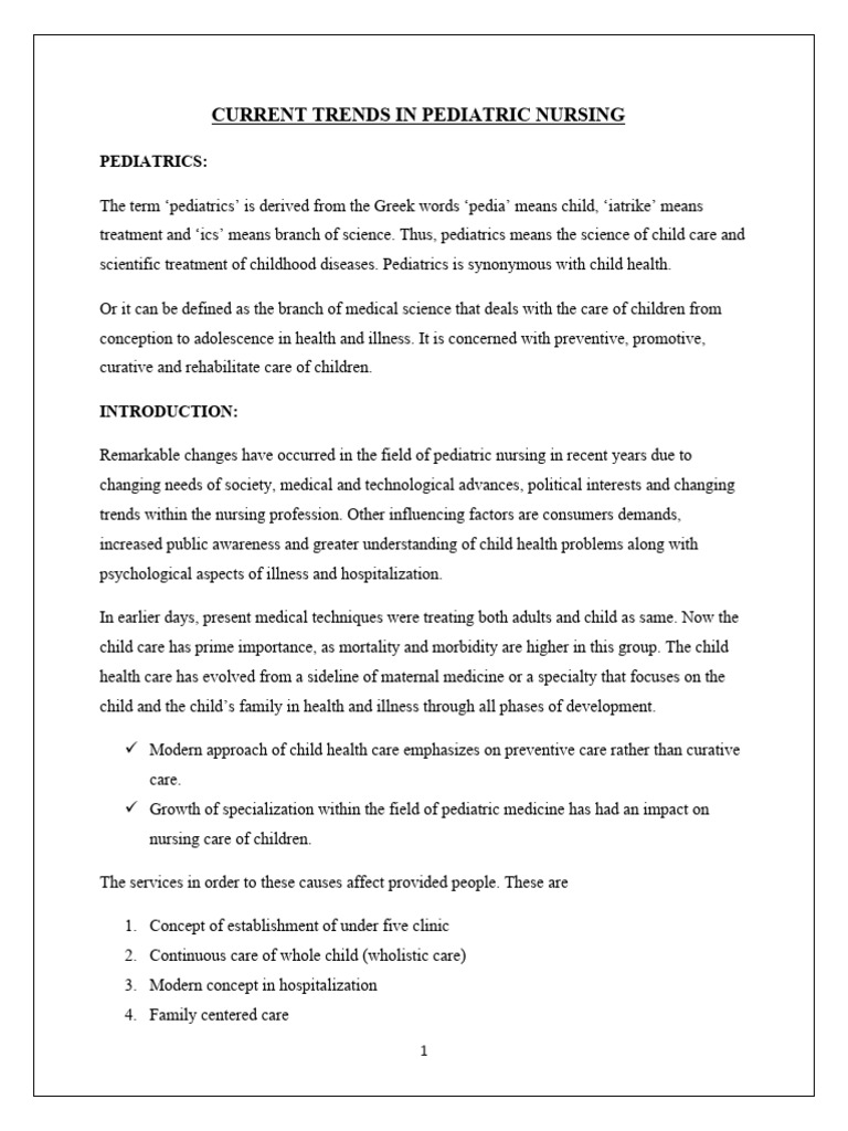 Current Trends in Pediatric Nursing | PDF | Nursing | Self Esteem