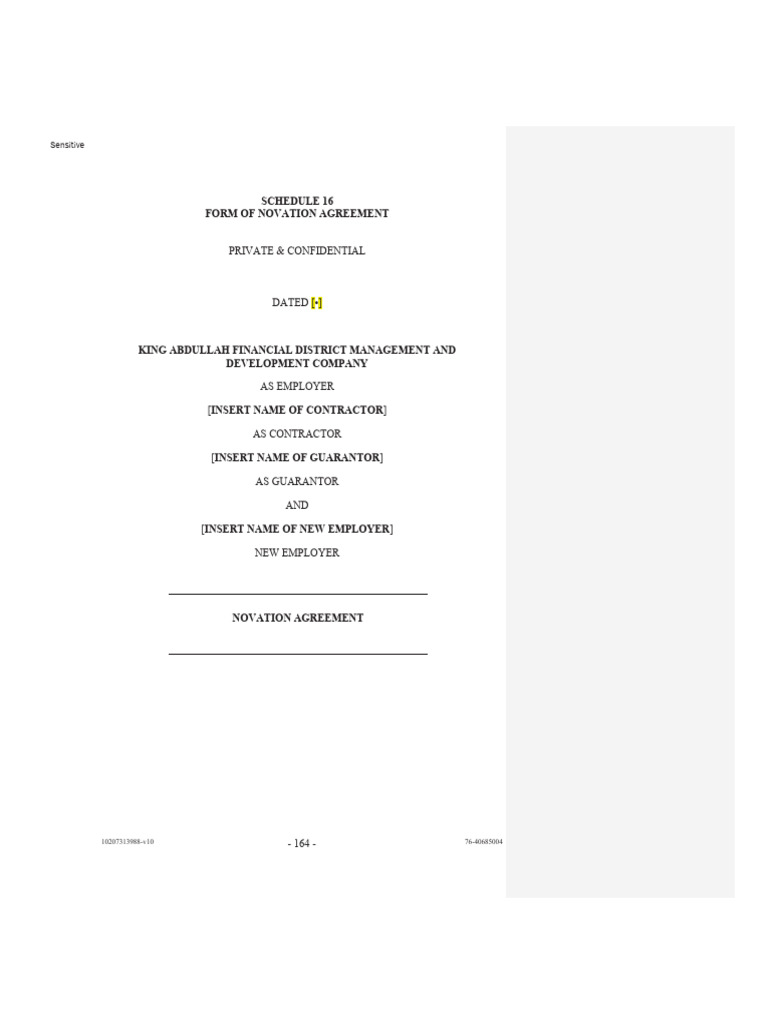 Novation Agreement for Contractor Transfer | PDF | Employment | Legal ...