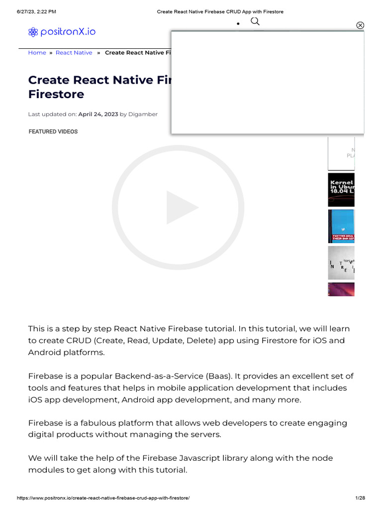 Create React Native Firebase CRUD App With Firestore | PDF | Mobile App | Android (Operating System)
