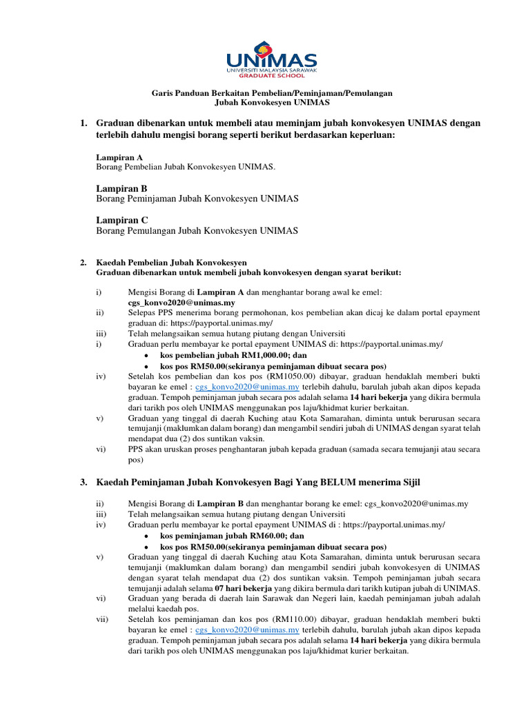 Garis Panduan Pembelian Peminjaman Dan Pemulangan Jubah Dengan Cagaran ...