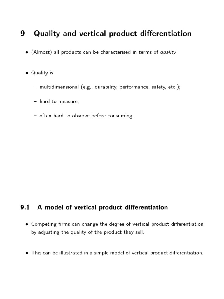 Vertical Product Differentiation Model | PDF | Economic Surplus | Demand