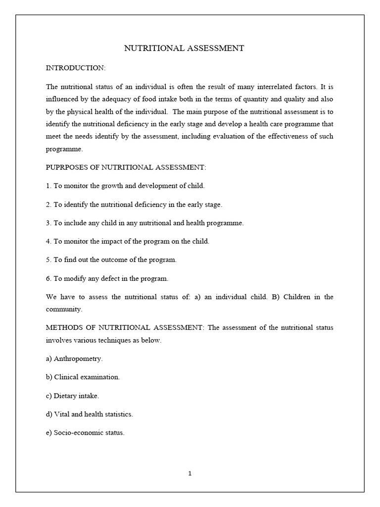 Nutritional Assessment | PDF | Anthropometry