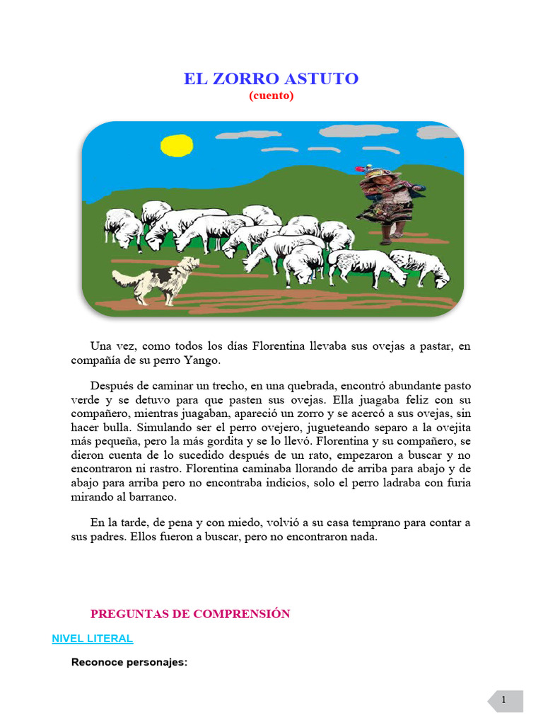El Zorro Astuto: Cuento Infantil | PDF