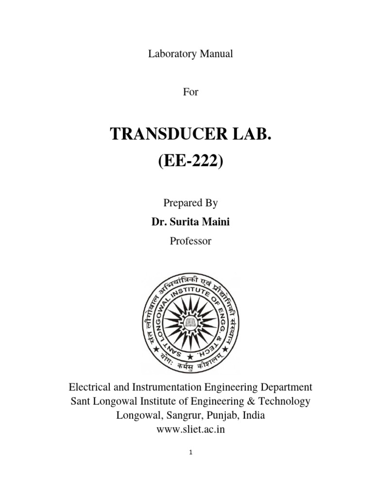 Lab Manual Transducer Lab Ee 222 | PDF | Capacitor | Electrical Resistance And Conductance