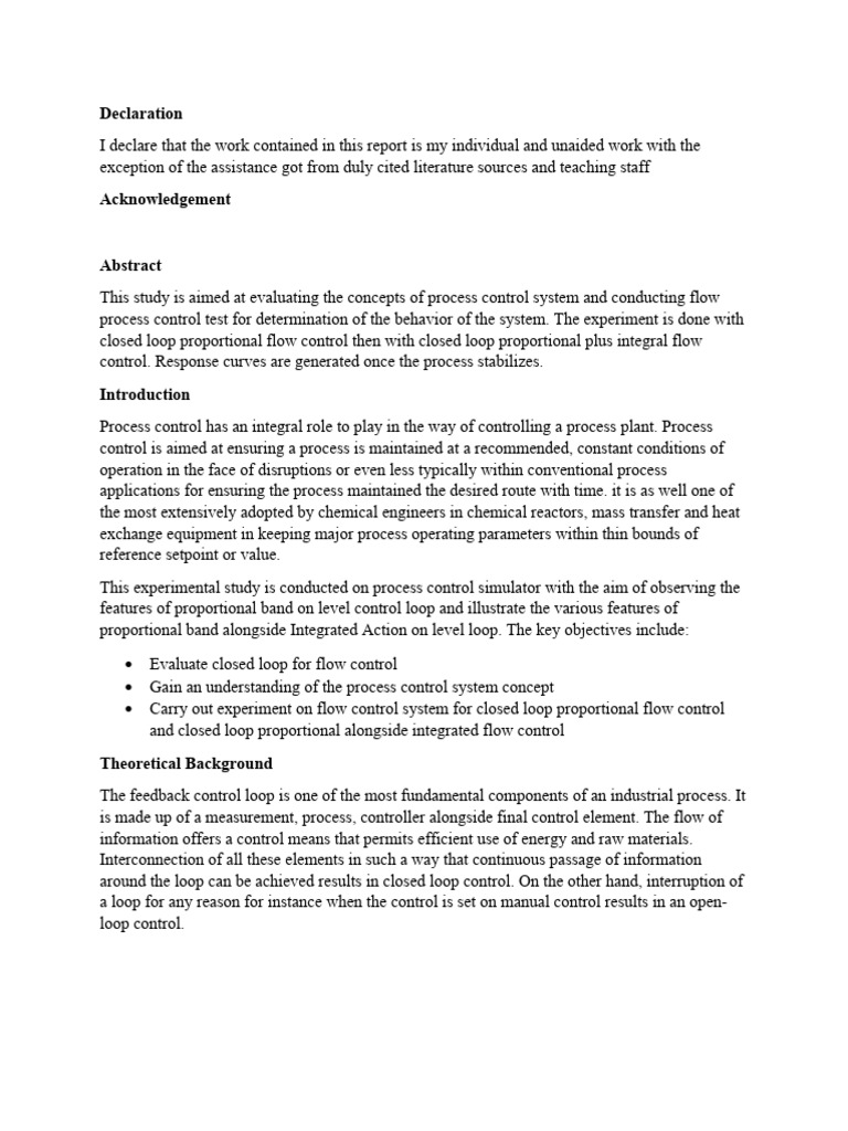 Process Control Pdf Control Theory Experiment